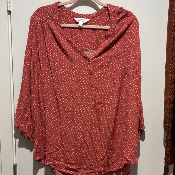 Market & Spruce | Tops | Market Spruce Red Polka Dot Blouse | Poshmark